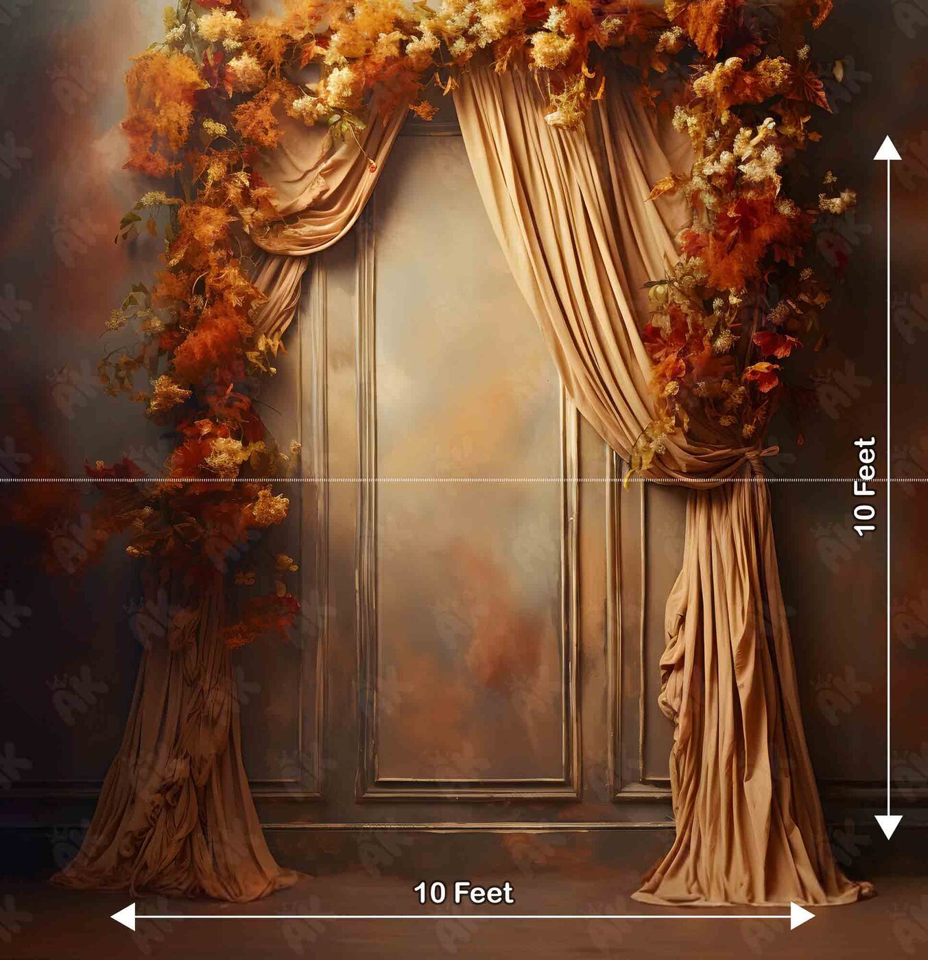 Fabric Portrait Backdrop - Orange Drape Floral