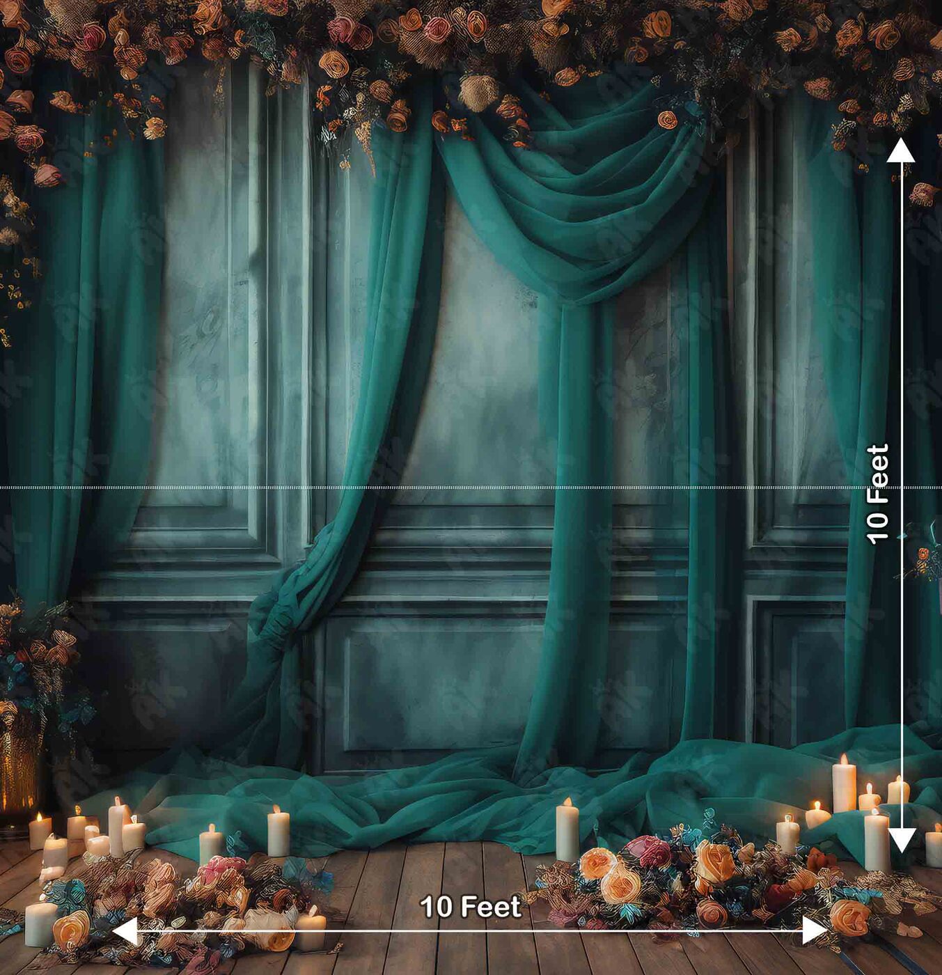 Fabric Portrait Backdrop - Teal Blue Chamber