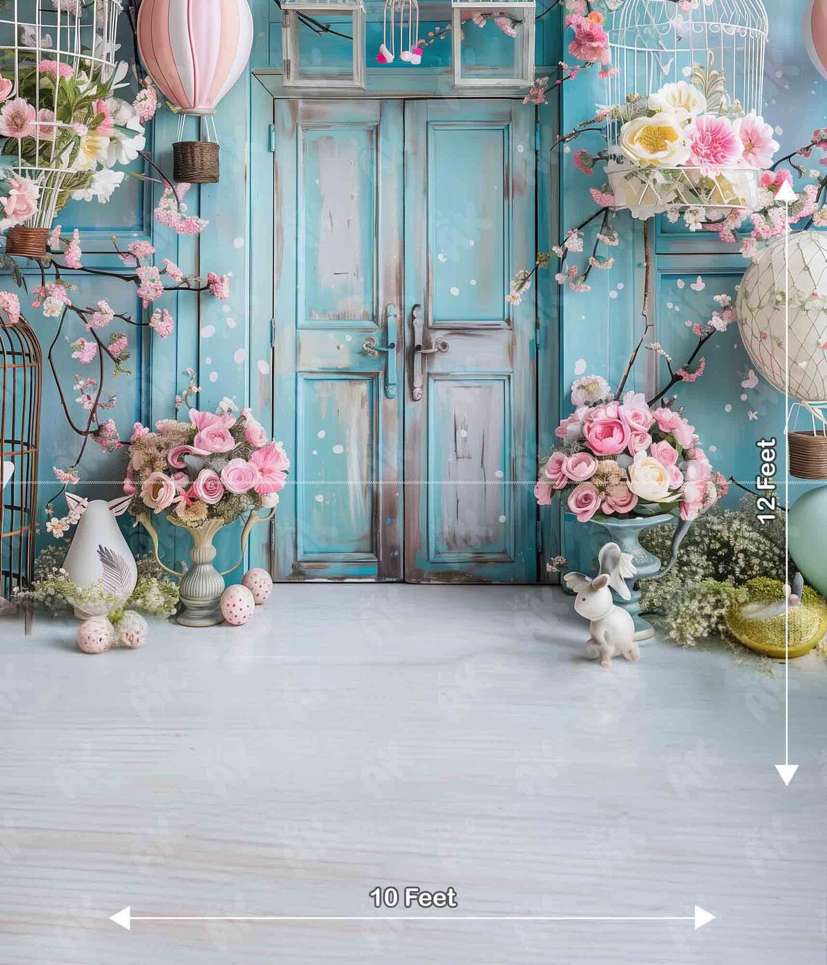 Fabric Portrait Backdrop - Blue Floral Yard