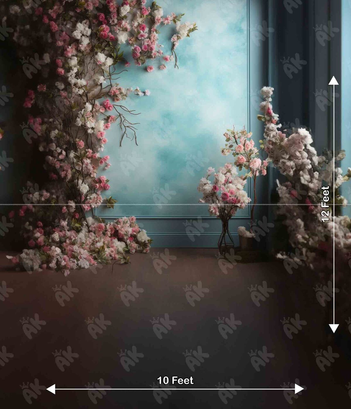 Fabric Portrait Backdrop - Cyan Floral