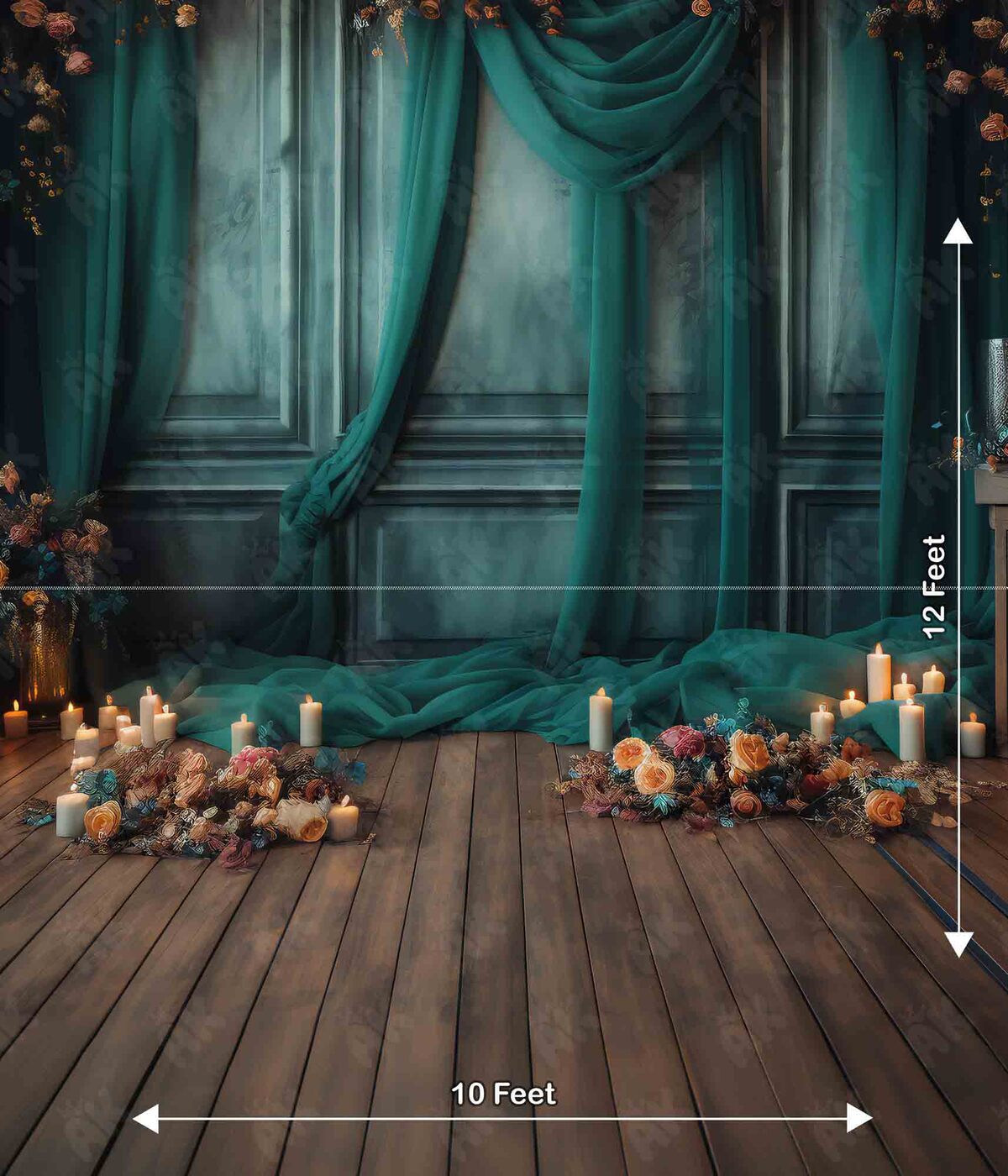 Fabric Portrait Backdrop - Teal Blue Chamber