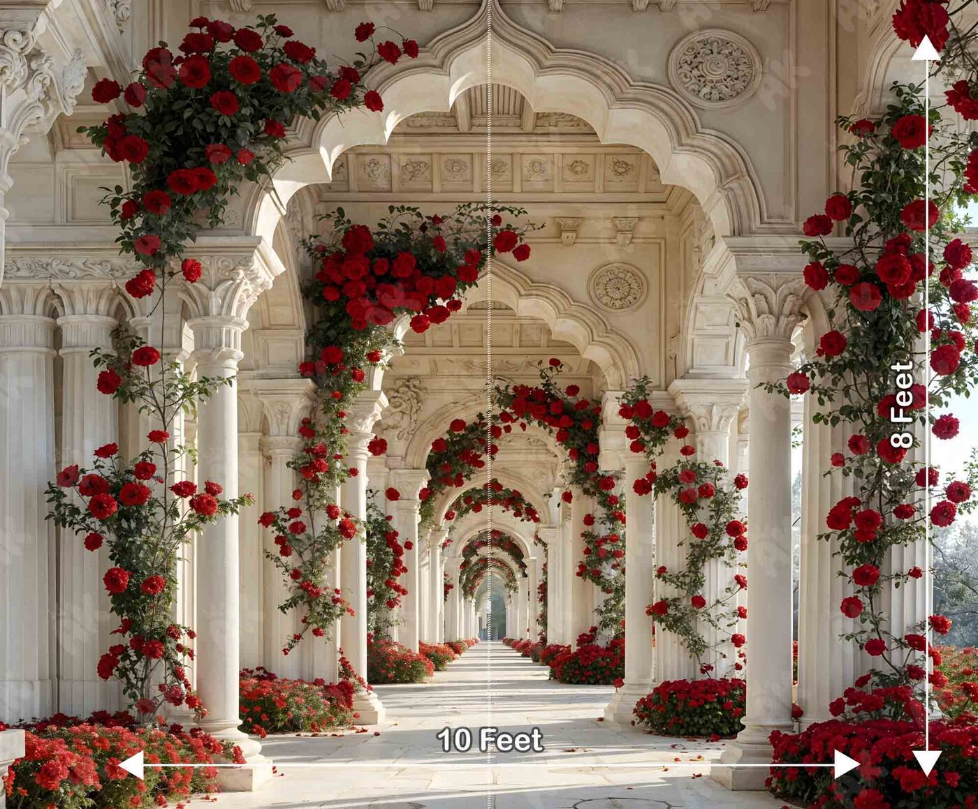 Fabric Portrait Backdrop - Red Rose Arch