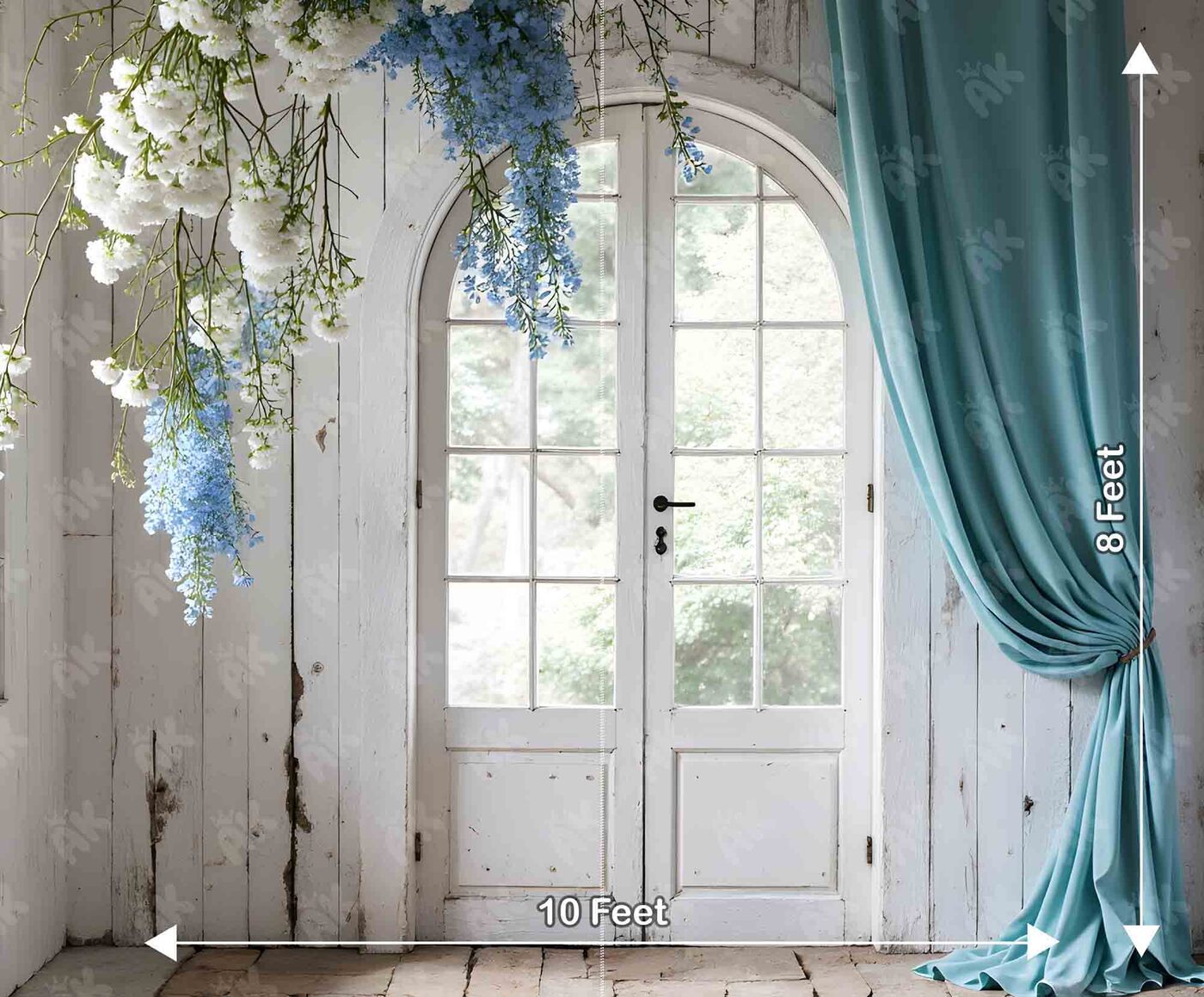 Rustic Blue Portal Fabric Backdrop – Pre-Order Portrait Sizes Large Format