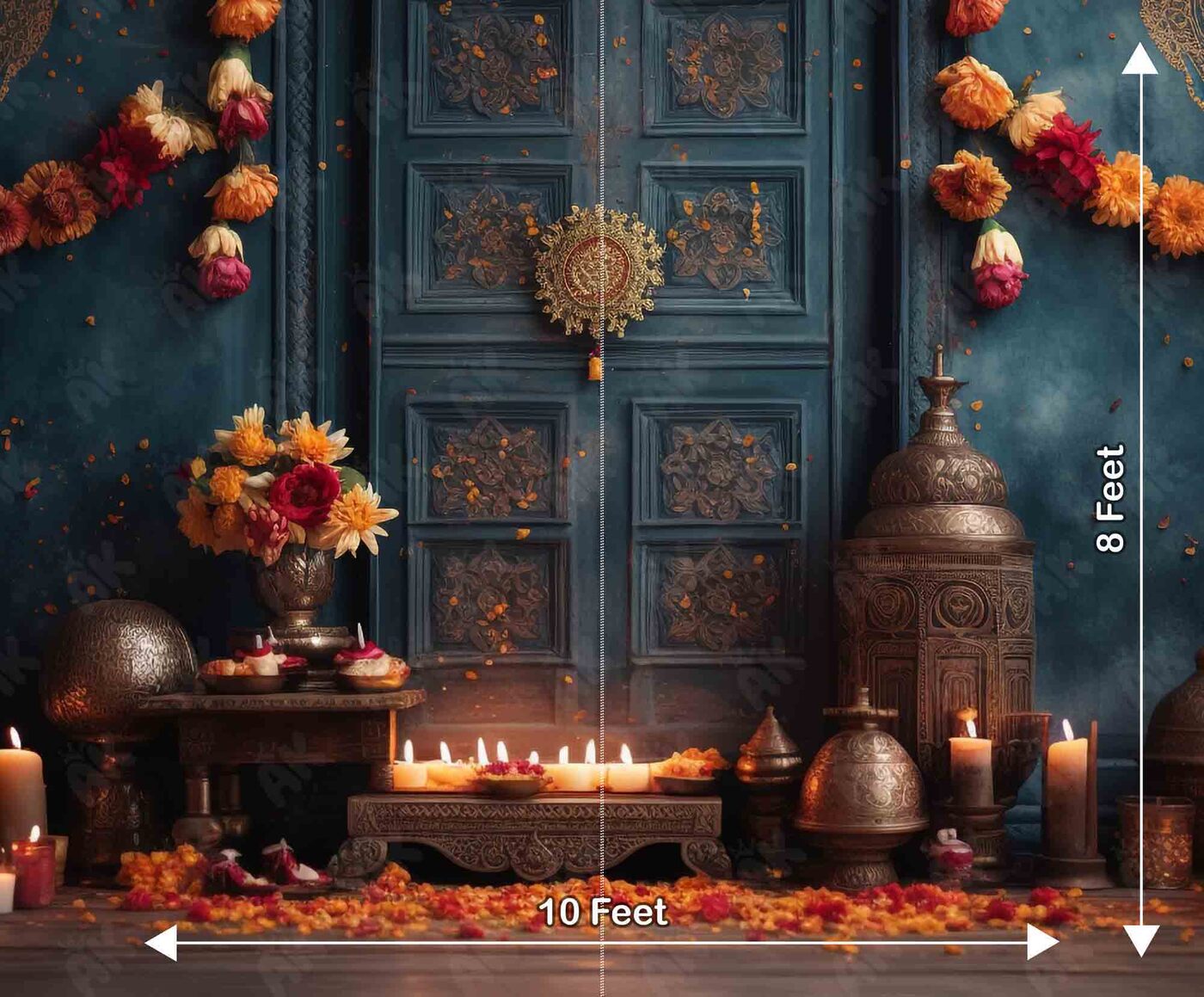 Temple Diya – Portrait Fabric Backdrop (Pre-Order) | AK Prop Store