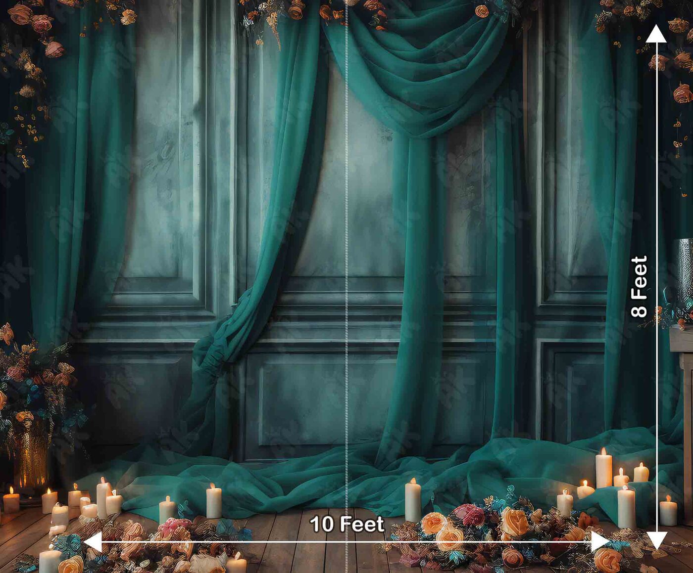 Fabric Portrait Backdrop - Teal Blue Chamber