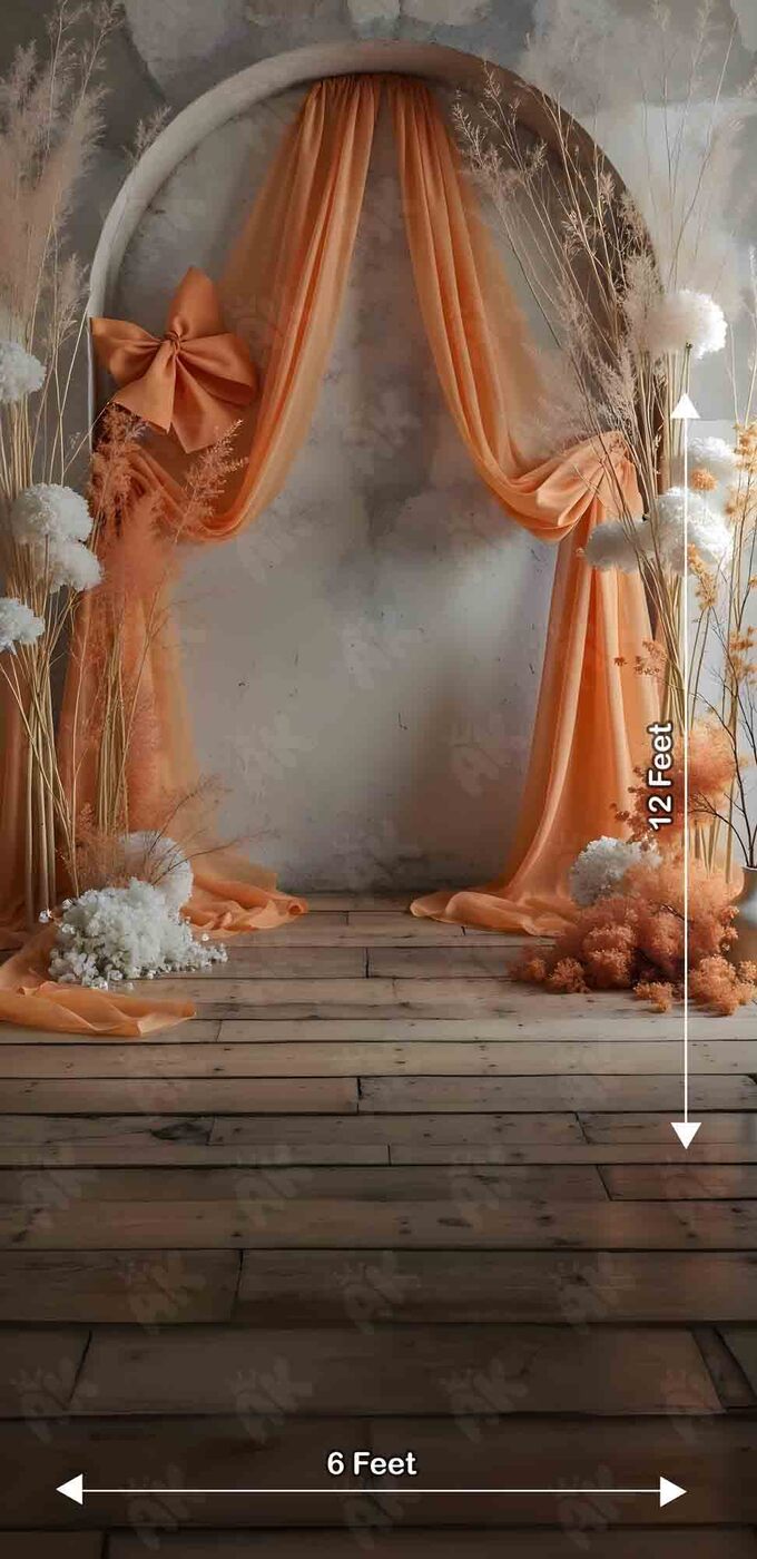 Orange Boho Charm Backdrop – Fabric Portrait Prop (Pre-Order)