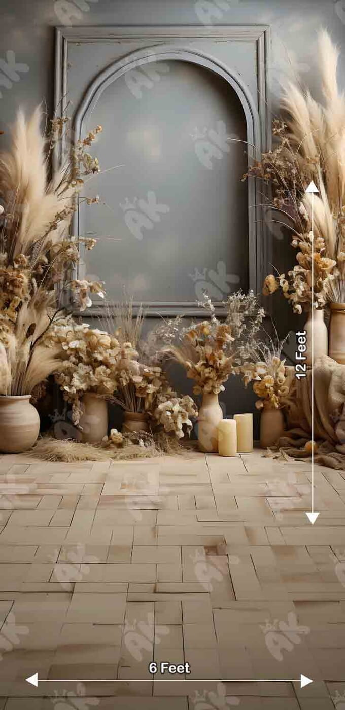 Fabric Portrait Backdrop - Grey Boho Indoor