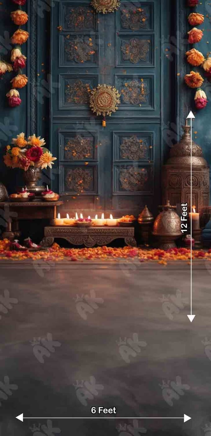 Temple Diya – Portrait Fabric Backdrop (Pre-Order) | AK Prop Store