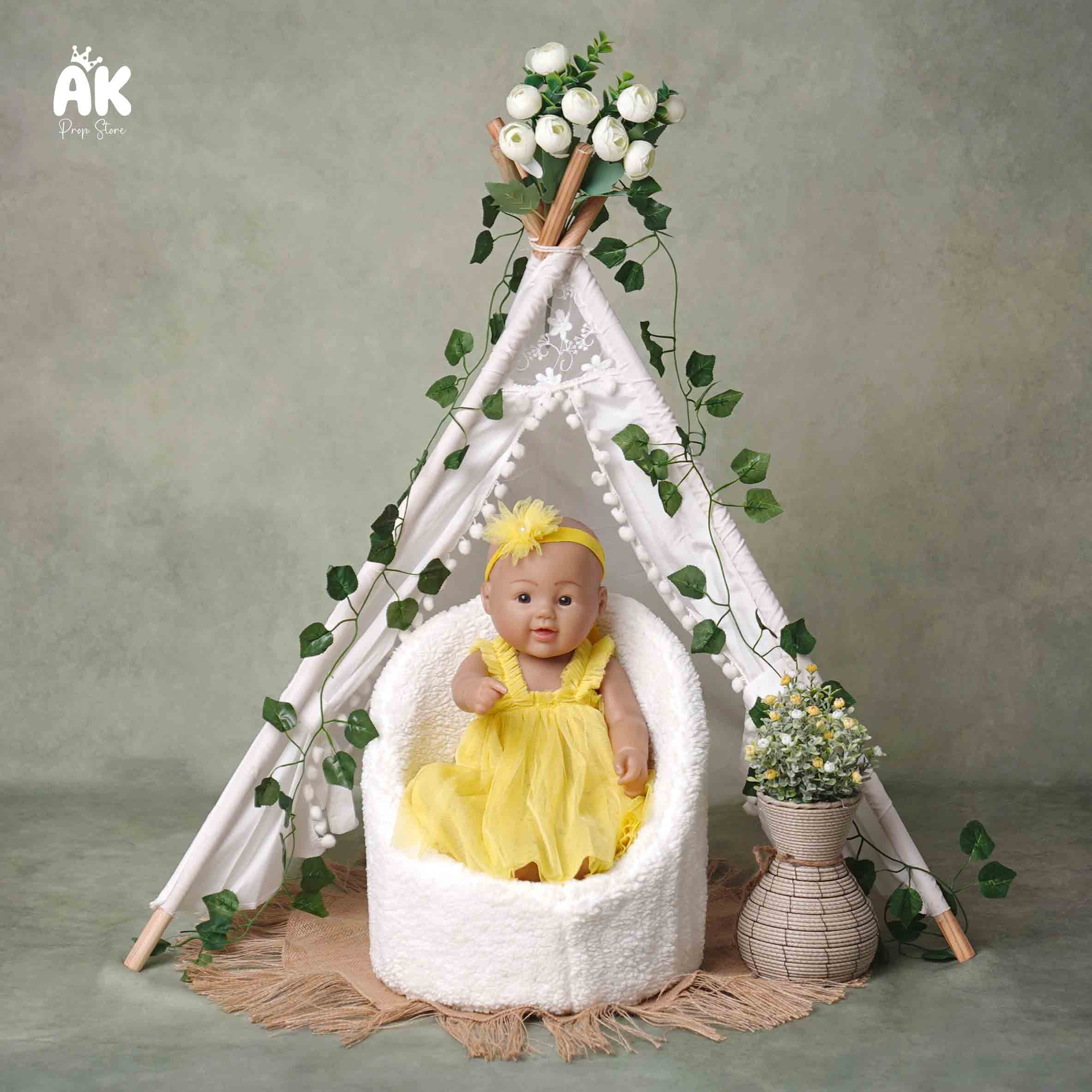 Teepee Tent Theme Toddler Photoshoot Setup – Cozy Teepee Baby Backdrop ...