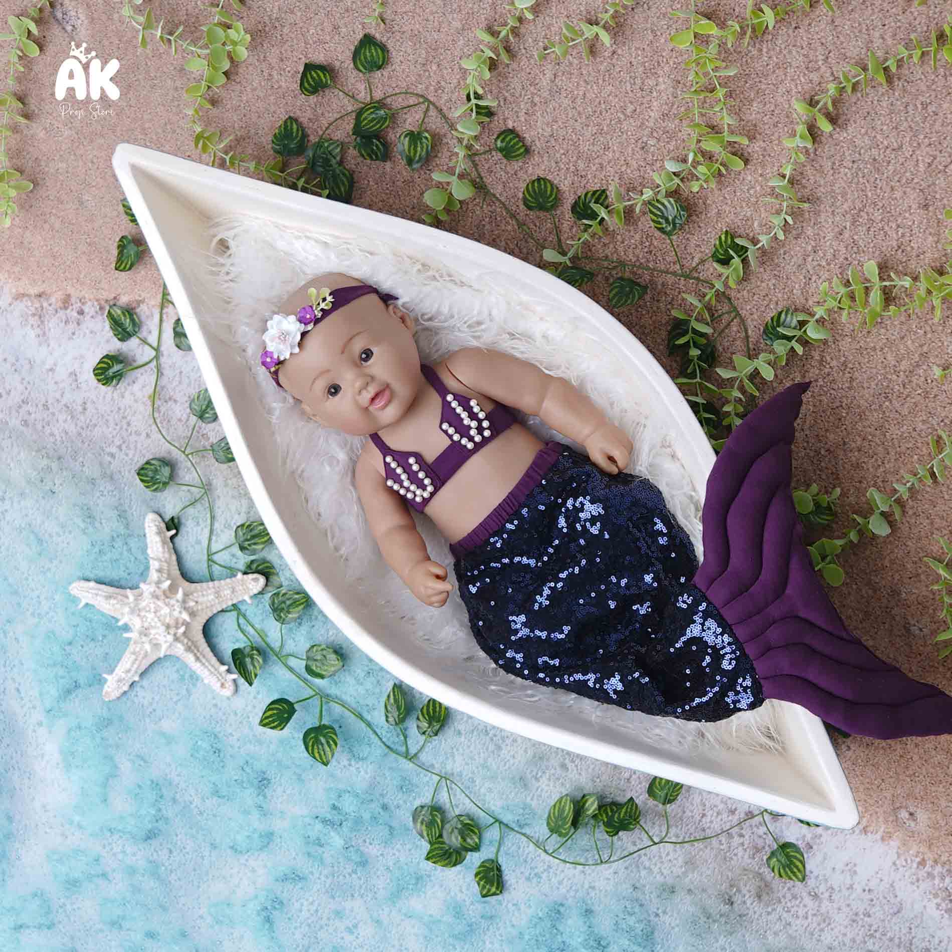 Mermaid Theme Newborn Photography Setup – Baby Backdrop & Props