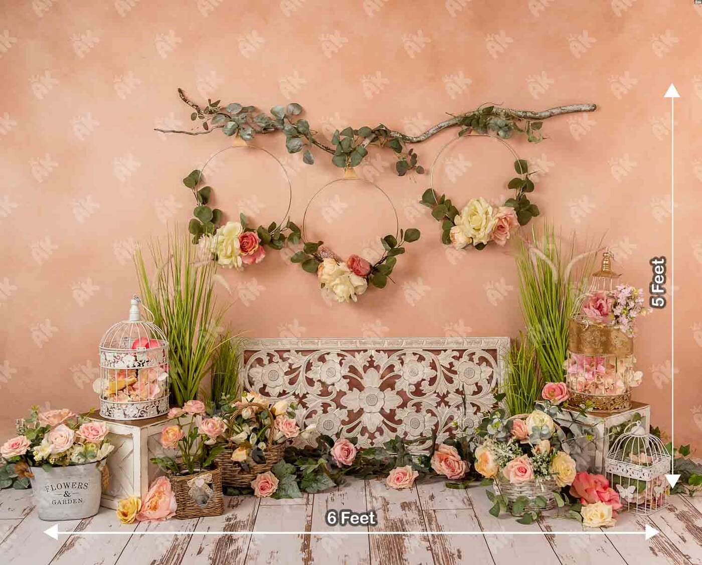 Fabric Baby Backdrop - Peachy Meadow