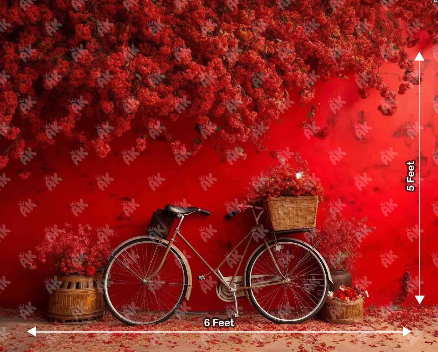 Fabric Baby Backdrop - Red Bloomy Ride