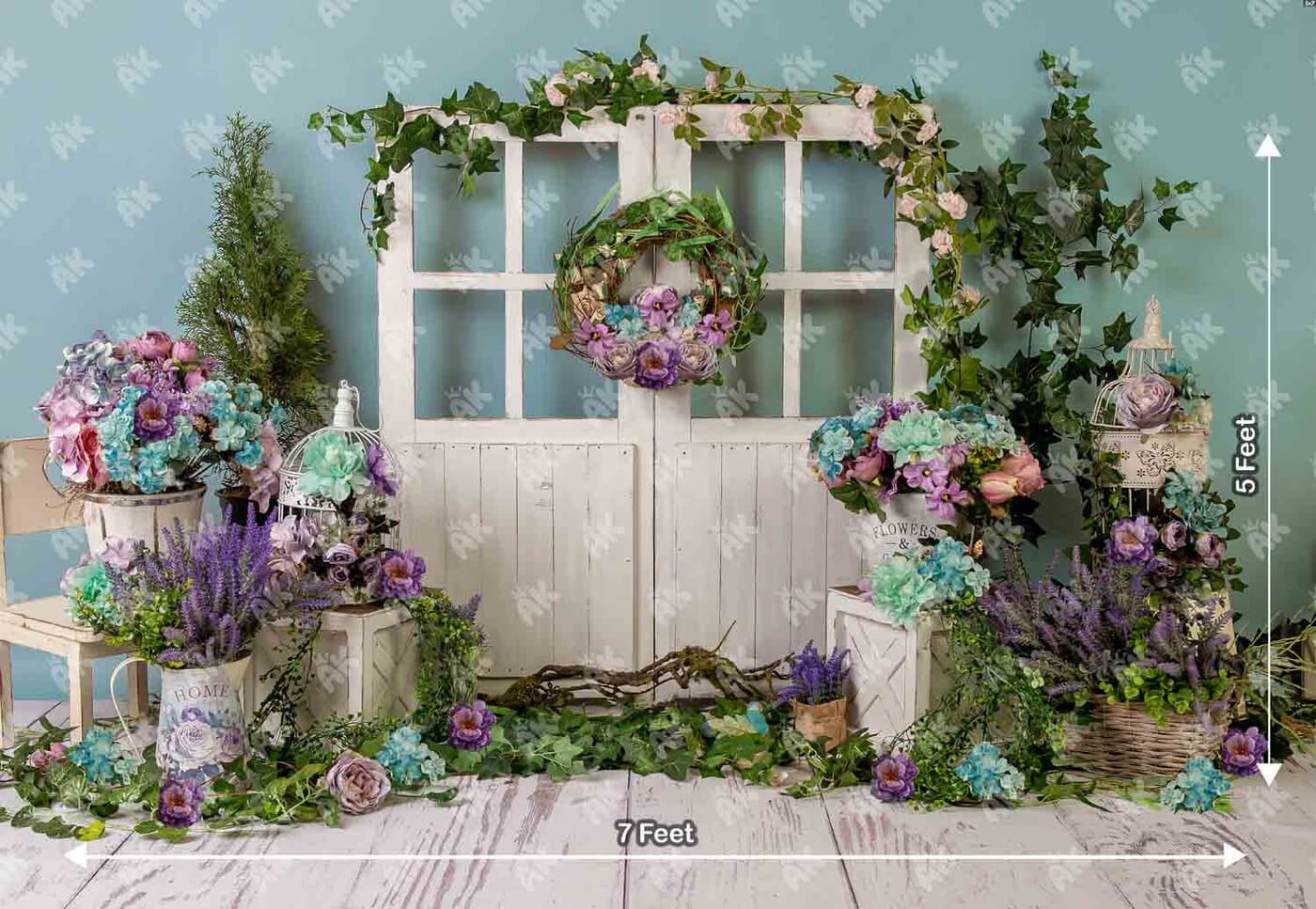 Fabric Baby Backdrop - Blue Barnwood Lane