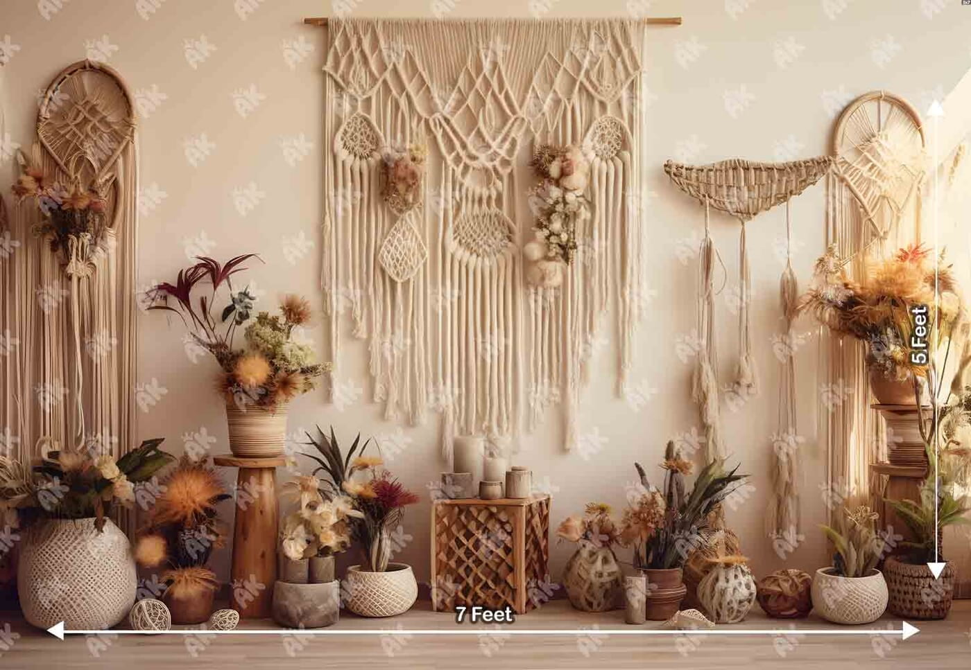 Boho Corner 5×7 ft Fabric Backdrop – Pre-Order Boho Baby Studio Prop ...
