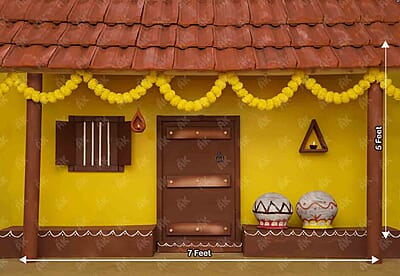 Fabric Baby Backdrop - Traditional Village House