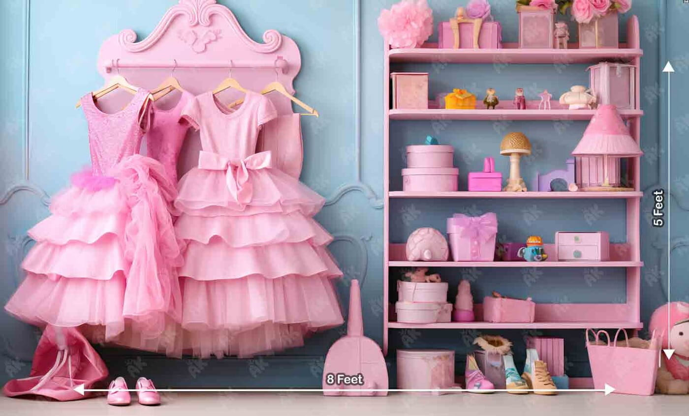 Barbie Closet Fabric Backdrop – Pre-Order 5×8 ft Baby & Toddler Photo ...
