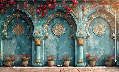 Fabric Baby Backdrop - Blue Arch Wall