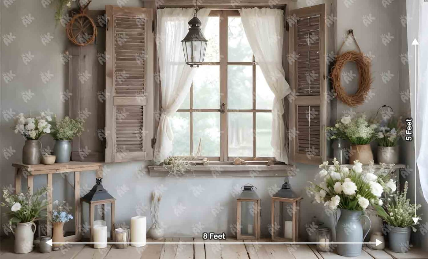 Chic Window View 5×7 ft Fabric Backdrop | Baby & Toddler Studio Theme