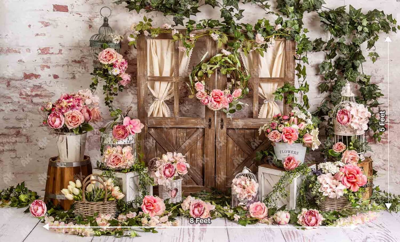 Fabric Baby Backdrop - Pink Barnwood Lane