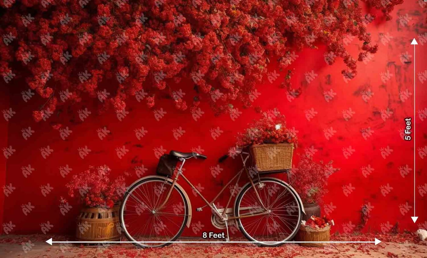 Fabric Baby Backdrop - Red Bloomy Ride