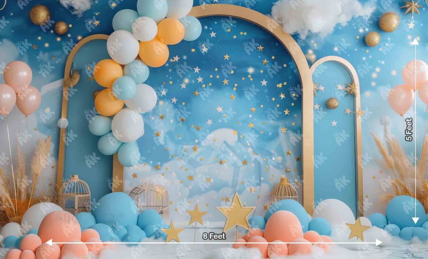 Fabric Baby Backdrop - Twinkle Blue Sky