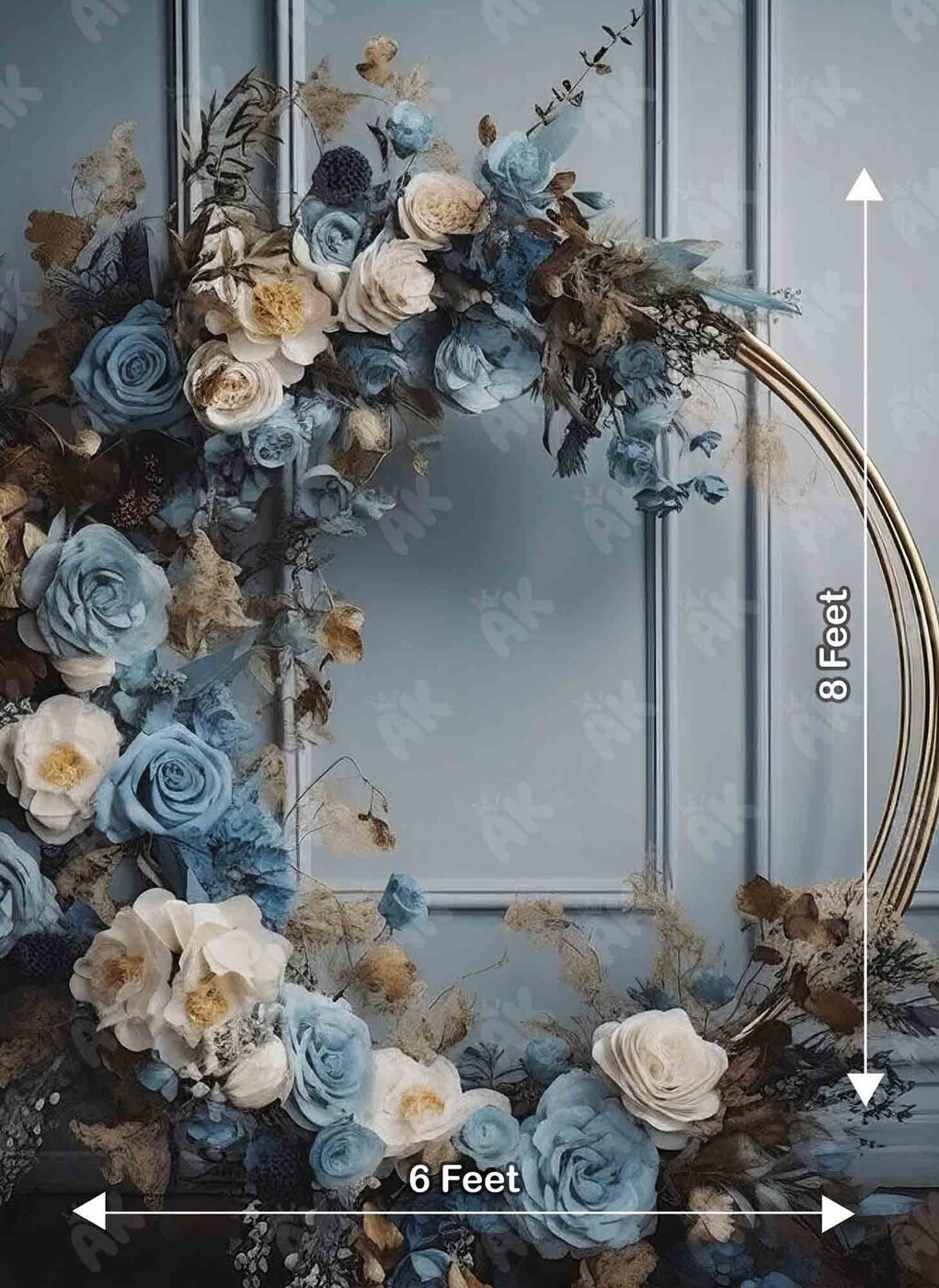 Fabric Portrait Backdrop - Blue Floral Ring