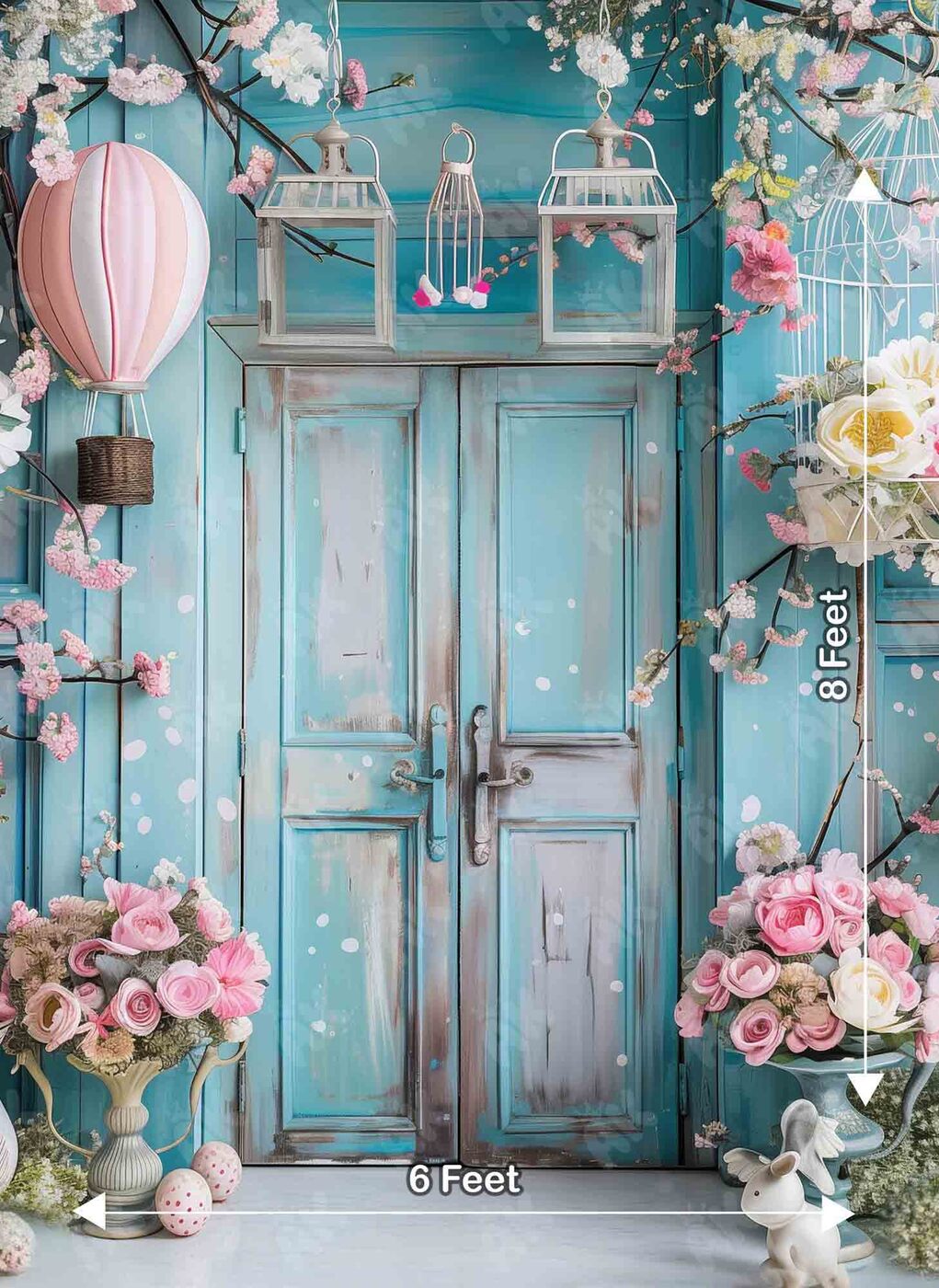 Fabric Portrait Backdrop - Blue Floral Yard