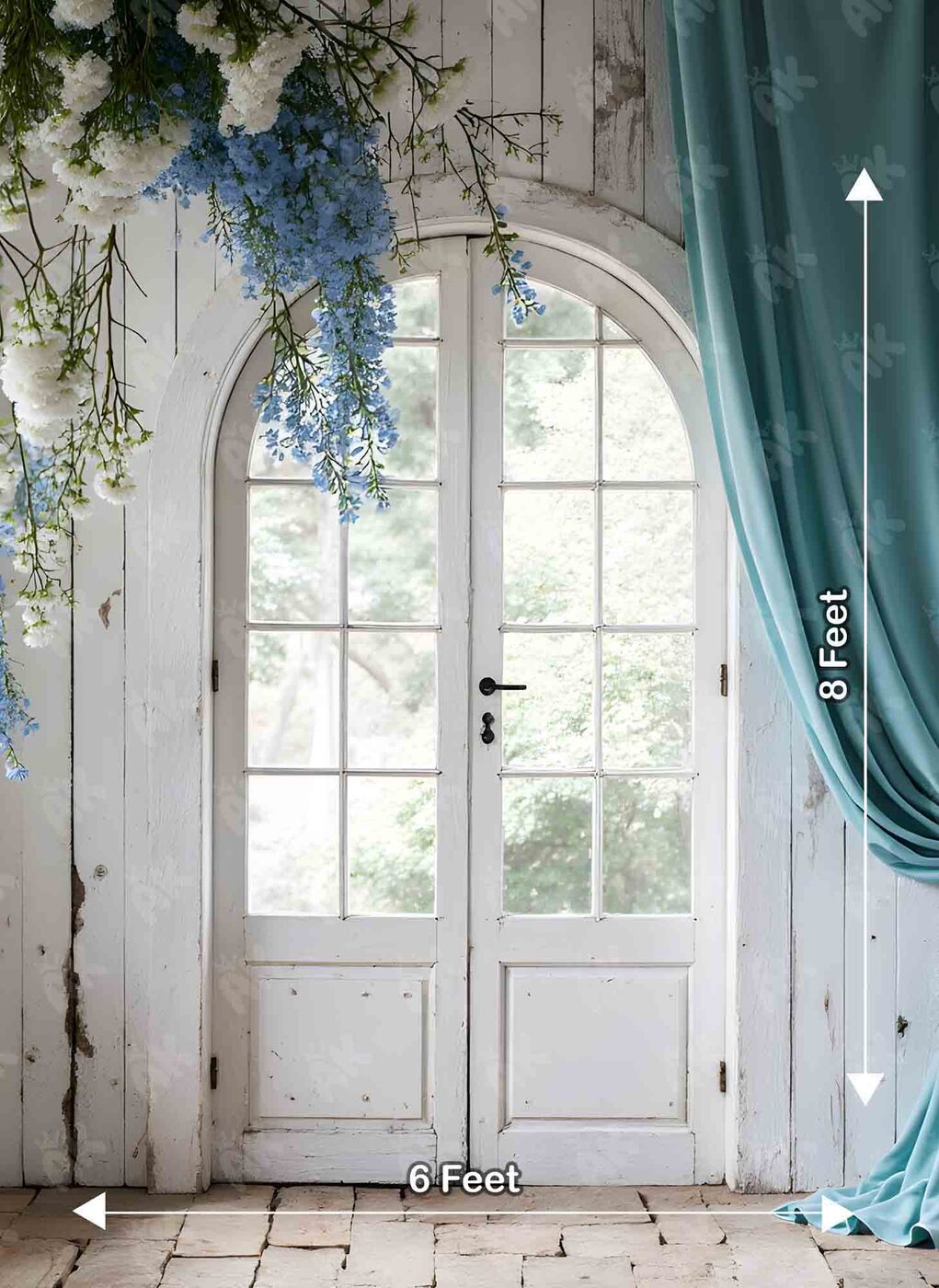 Rustic Blue Portal Fabric Backdrop – Pre-Order Portrait Sizes Large Format