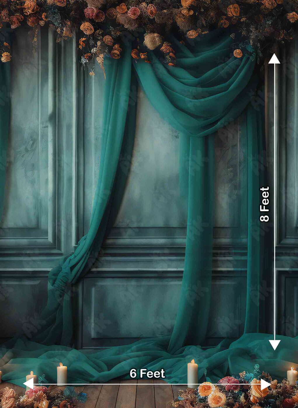 Fabric Portrait Backdrop - Teal Blue Chamber