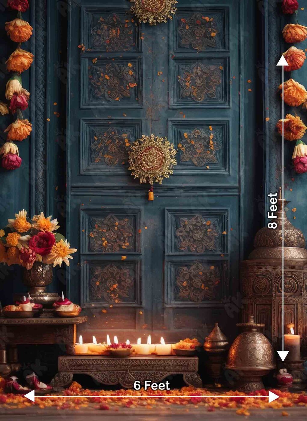 Fabric Portrait Backdrop - Temple Diya