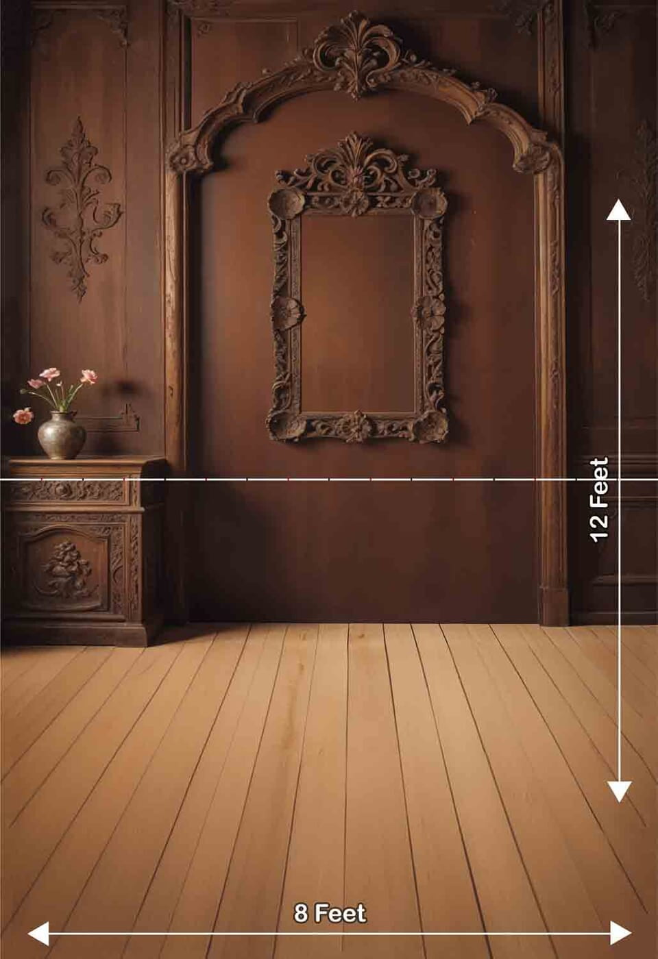 Fabric Portrait Backdrop - Brown Antique Wall