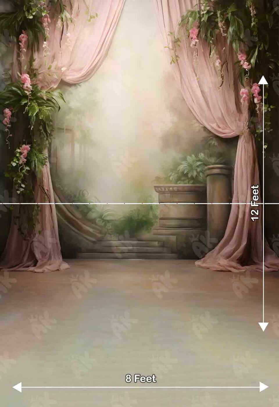Fabric Portrait Backdrop - pink porch view