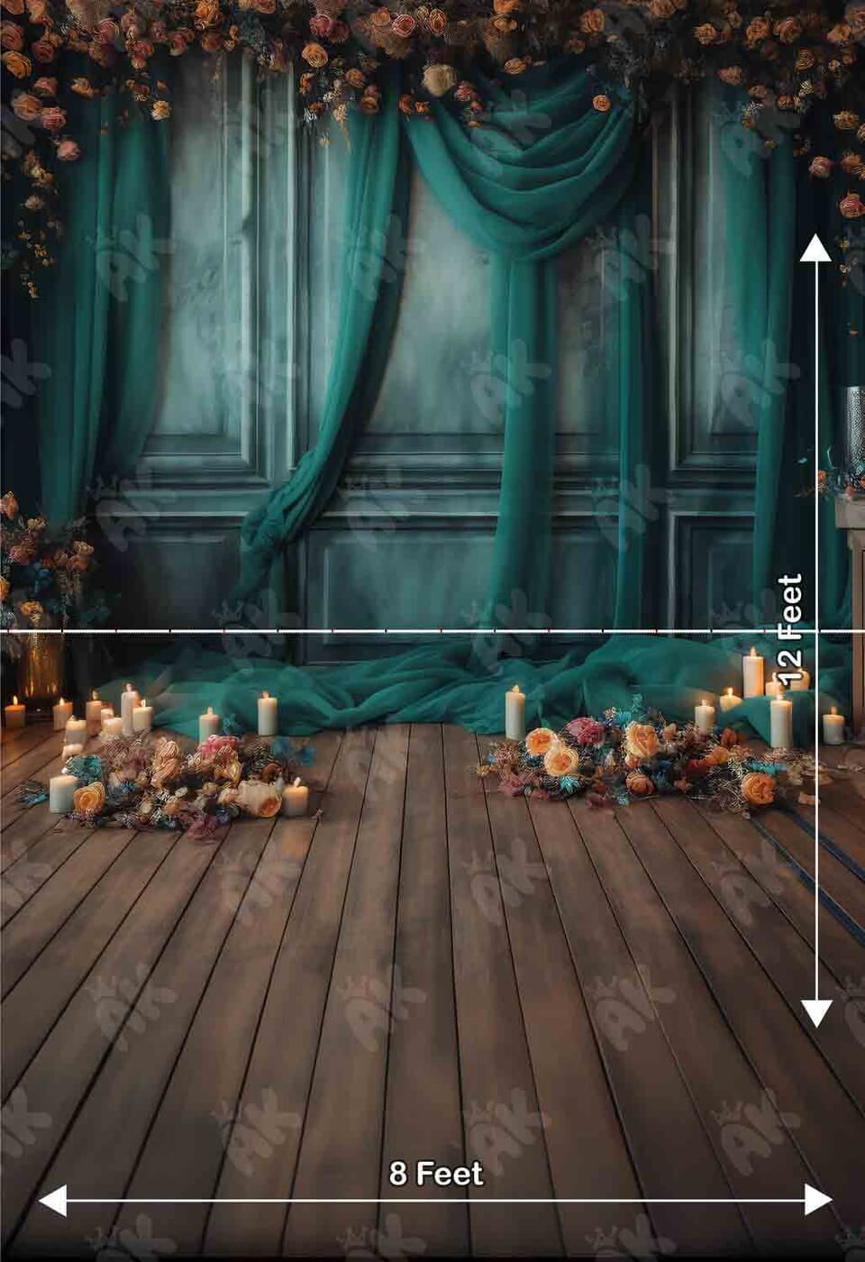 Fabric Portrait Backdrop - Teal Blue Chamber