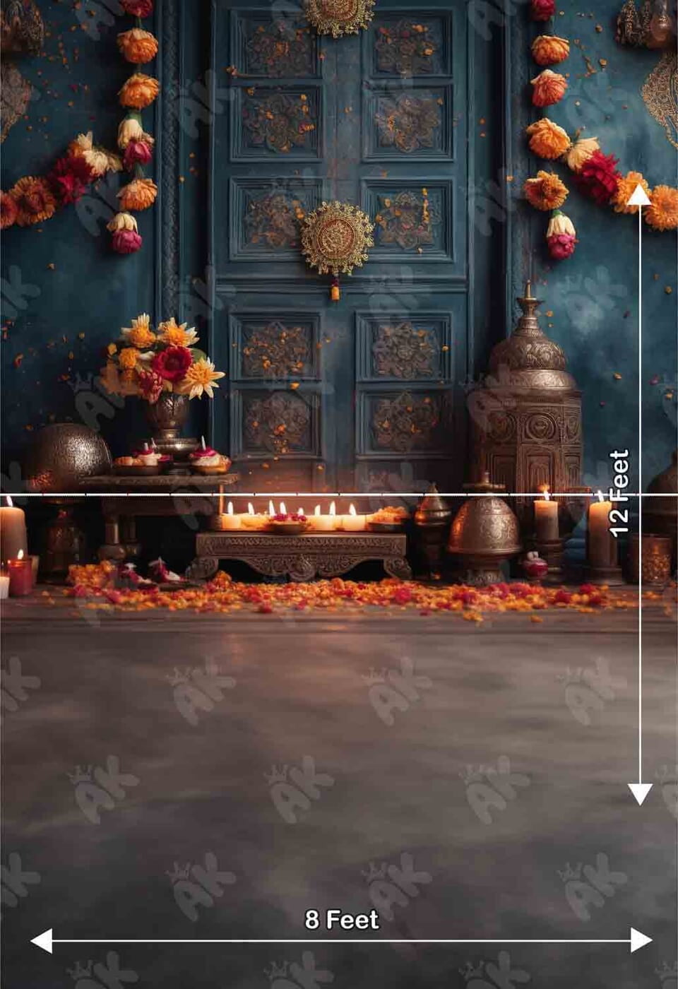 Fabric Portrait Backdrop - Temple Diya