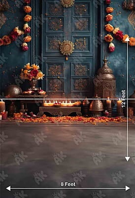 Fabric Portrait Backdrop - Temple Diya