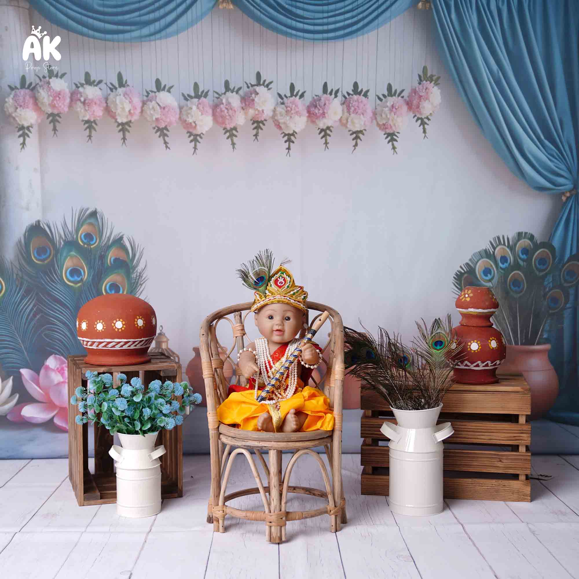 Krishna Theme Setup – 03 Toddler Milestone Photoshoot Package | AK Prop ...