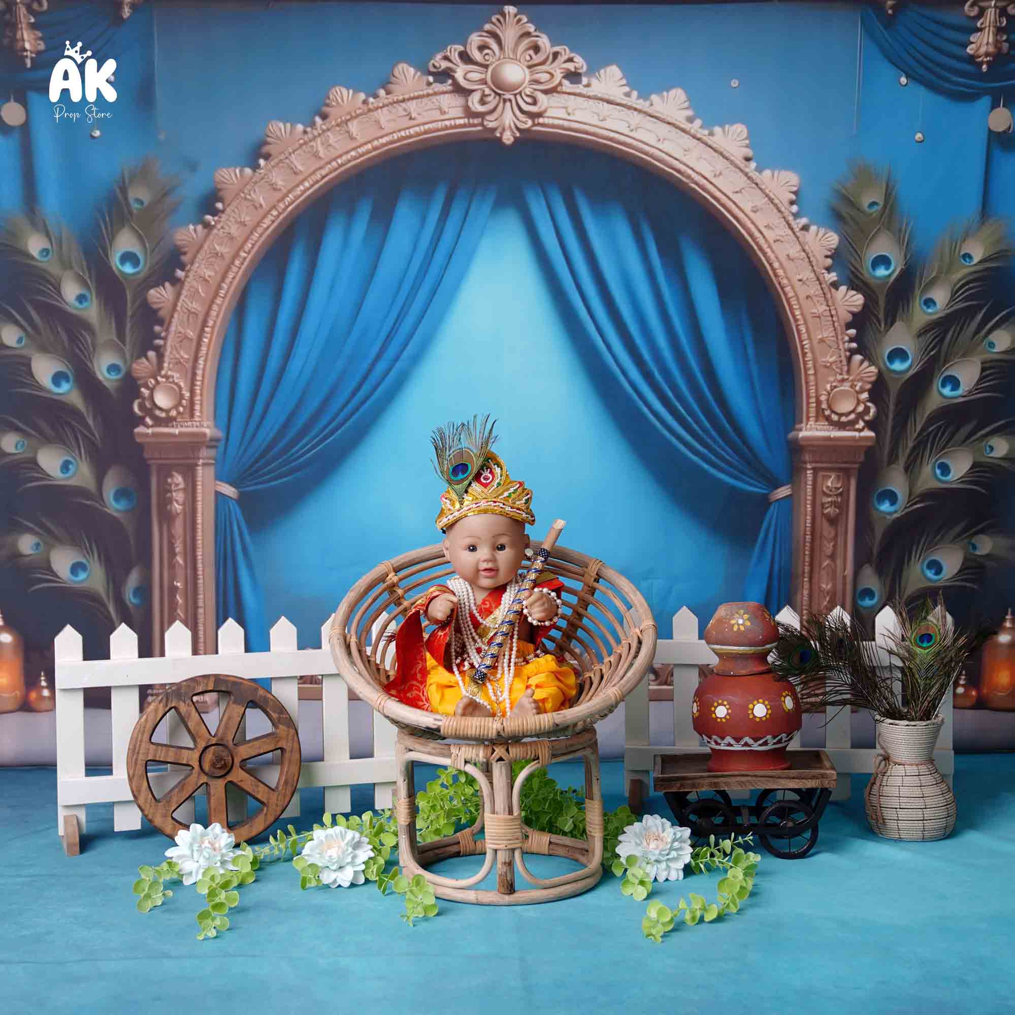 Krishna Theme Setup – 01 Toddler Milestone Photoshoot Package | AK Prop ...