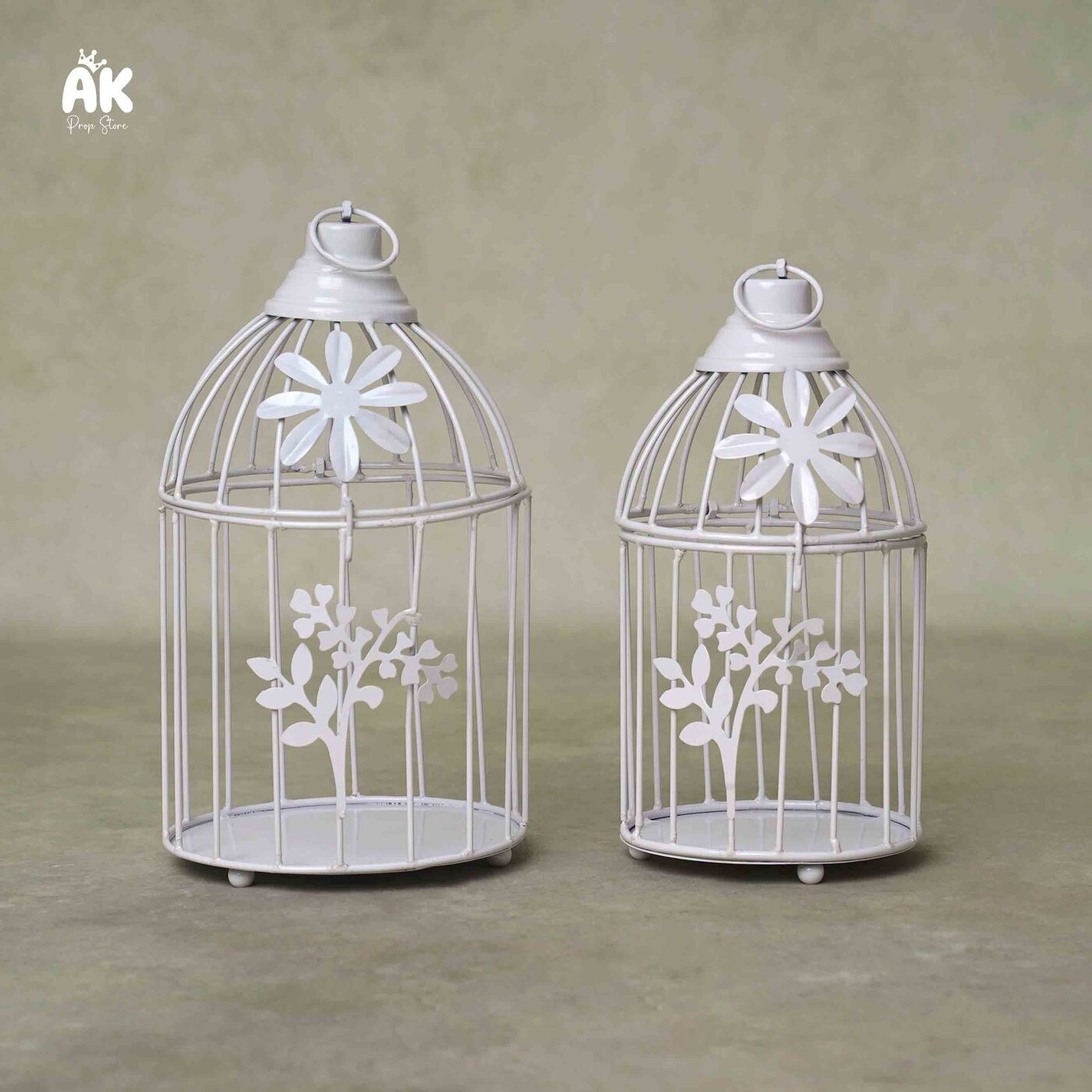 Metal Bird Cage Set – Decorative Photography Filler Props (White/Gold ...