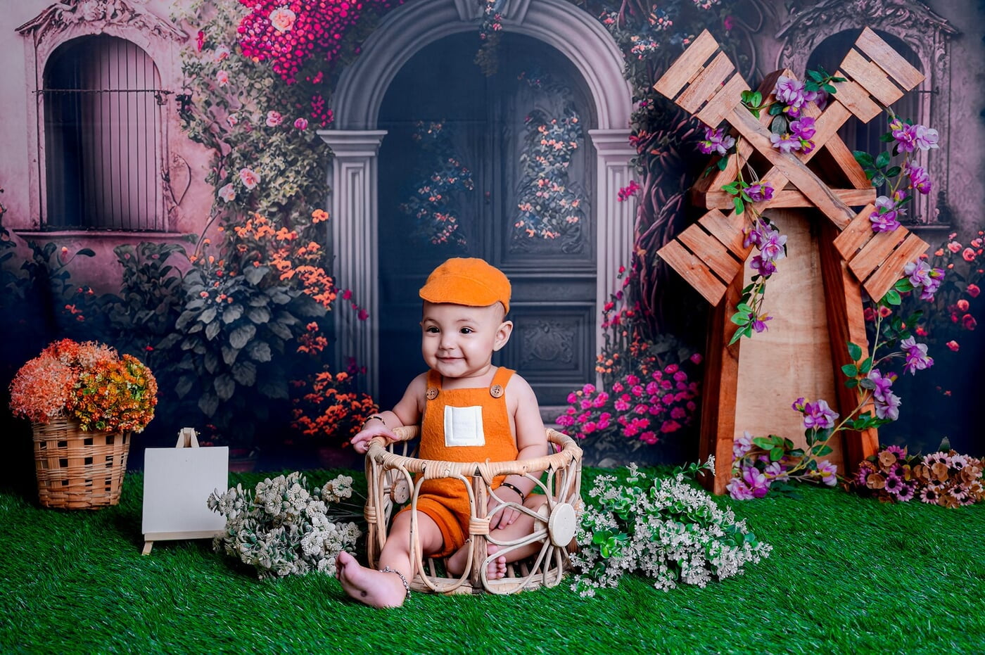 Dark Doorway Fabric Backdrop 5×7 ft | Washable Baby & Toddler Photo Prop