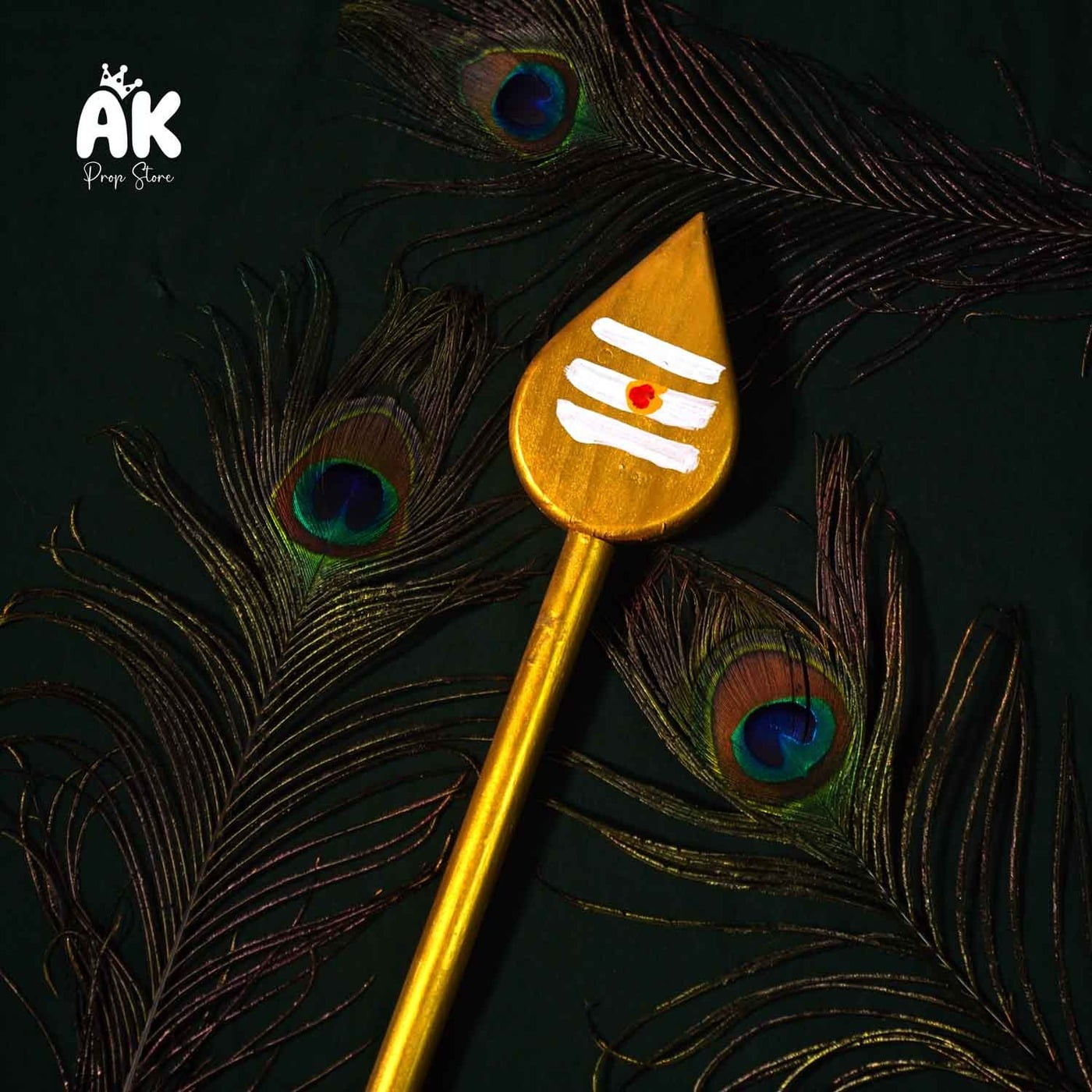 Murugan Vel Wooden Prop – Hindu Mythology Themed Photography Accent