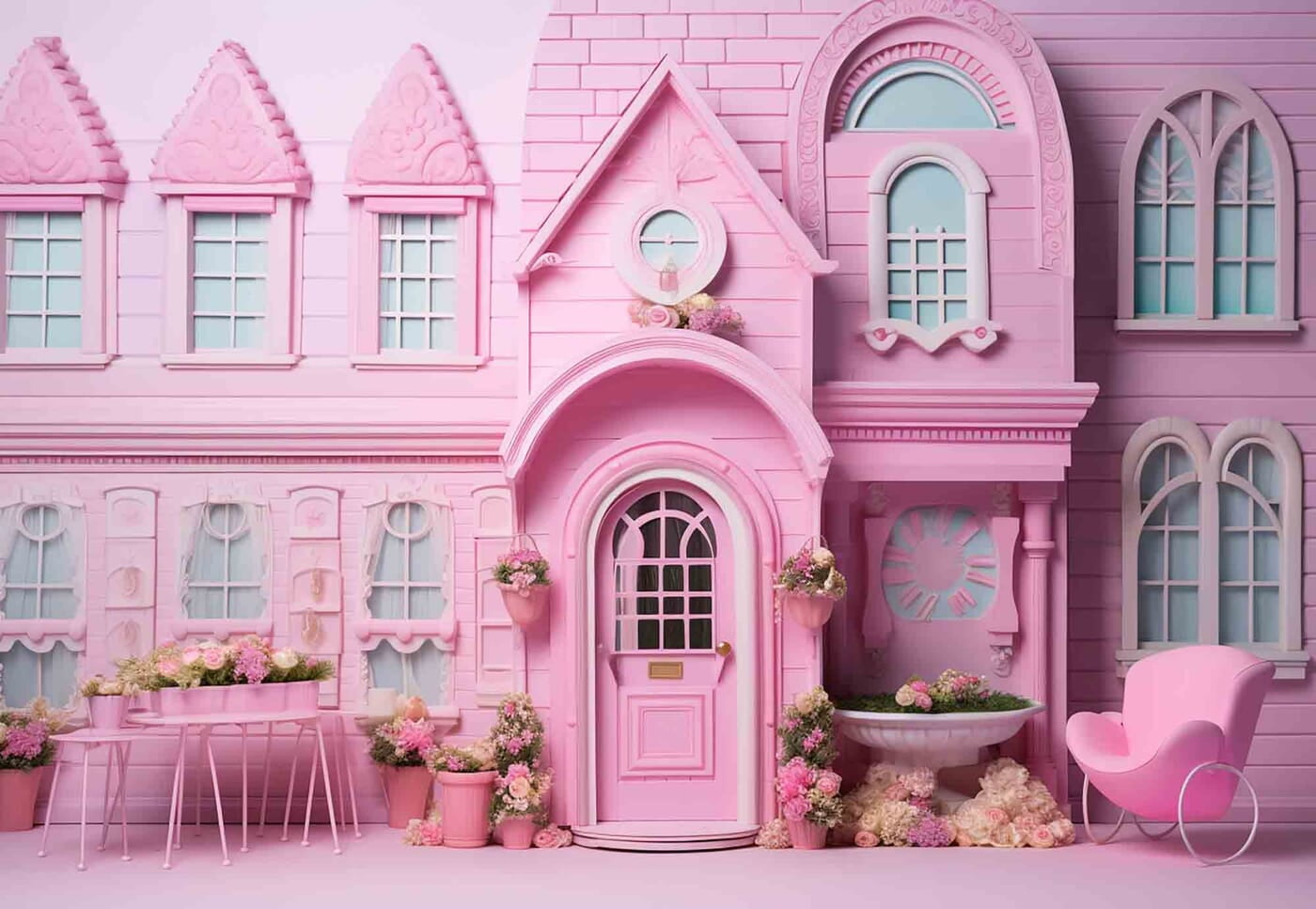 Fabric Baby Backdrop - Pink Play House