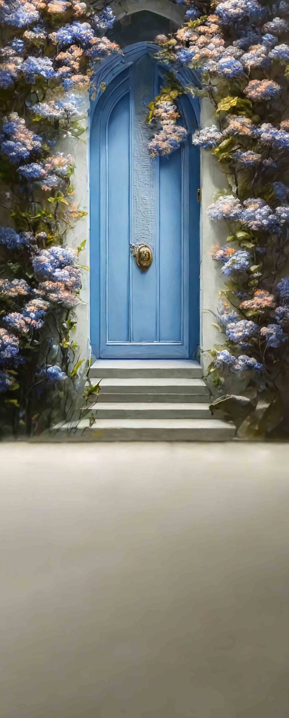 Fabric Portrait Backdrop - Blue Doorway