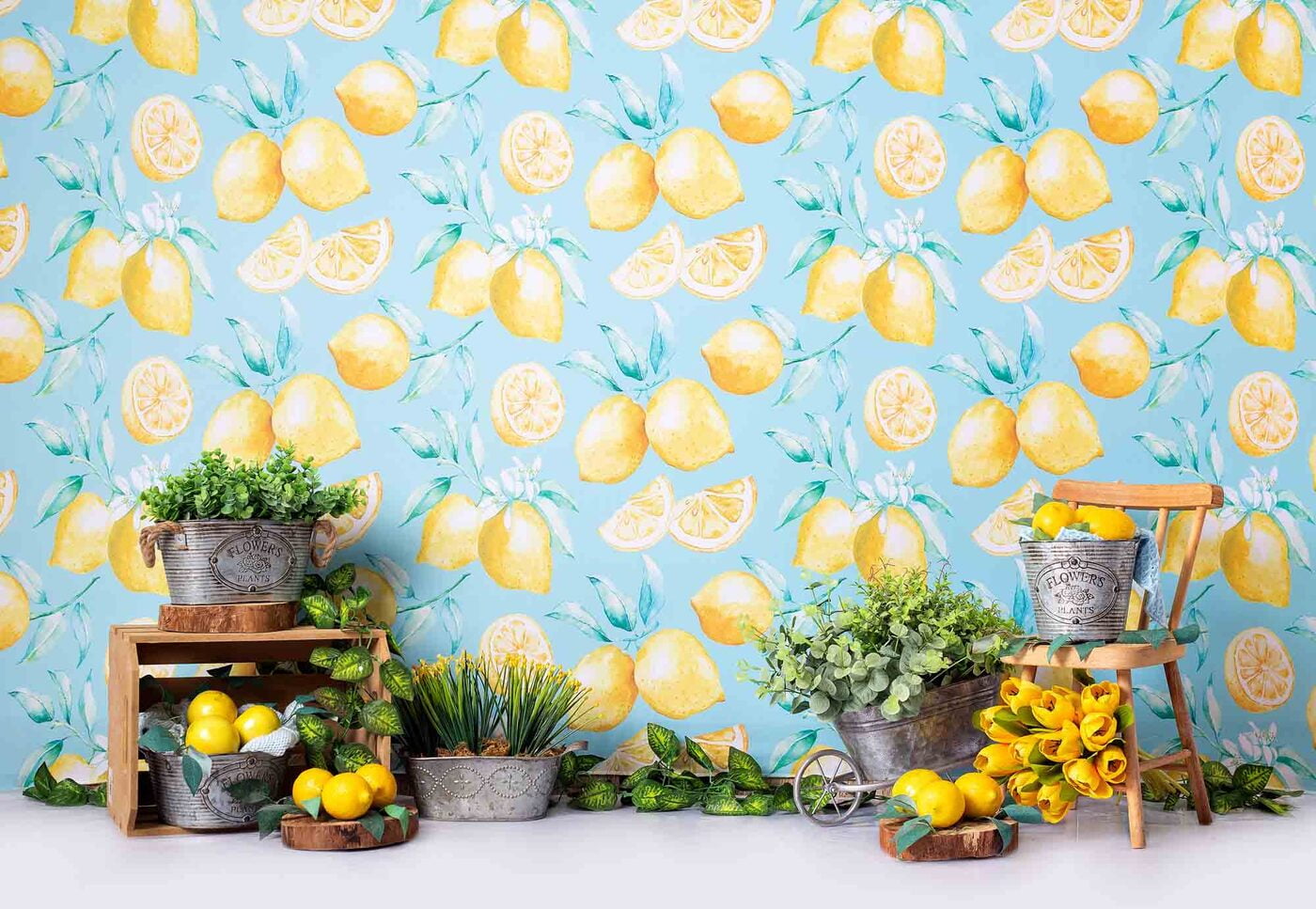 Fabric Baby Backdrop - Lemon Vines