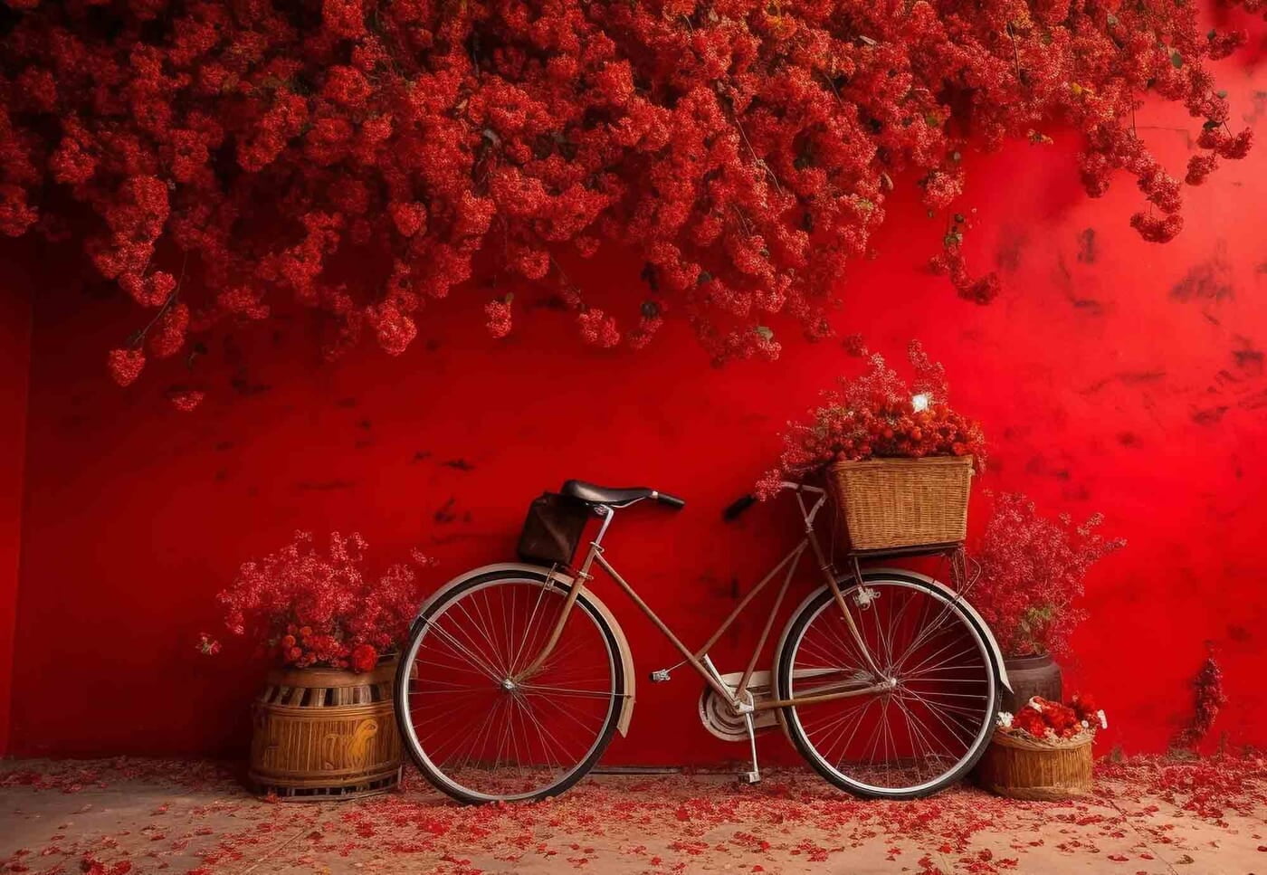 Fabric Baby Backdrop - Red Bloomy Ride