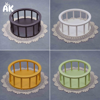 Round Crib Prop – Wooden Photo Prop for Babies 0-24 Months | AK Prop Store