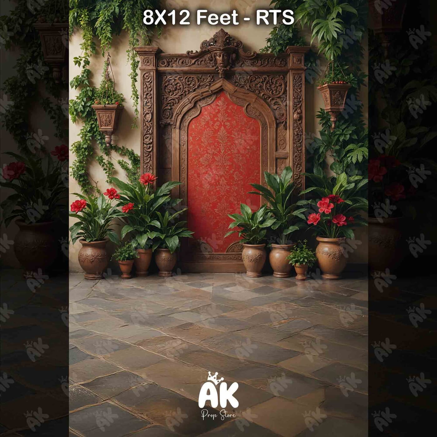 Crimson Corner 8×12 ft Fabric Portrait Backdrop | Ready-to-Ship Studio Prop