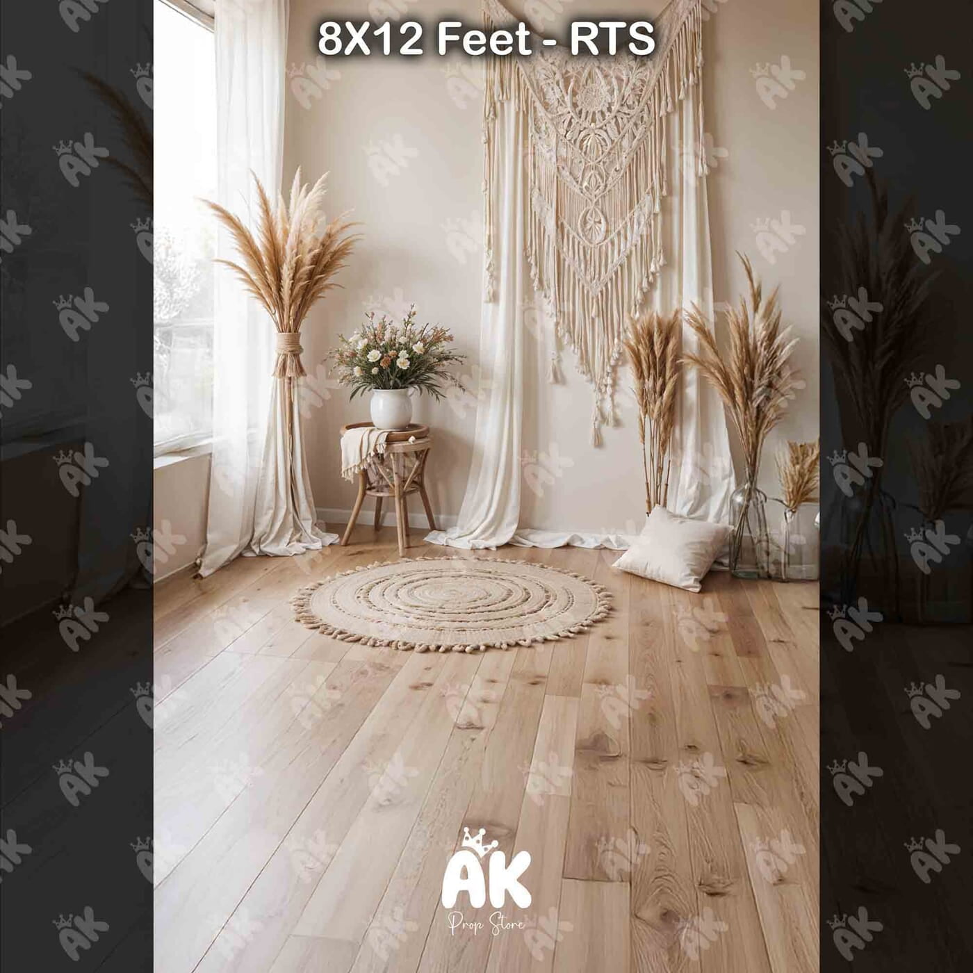 Boho Holiday Fabric Backdrop – Ready-to-Ship 5×7 ft Bohemian Studio ...