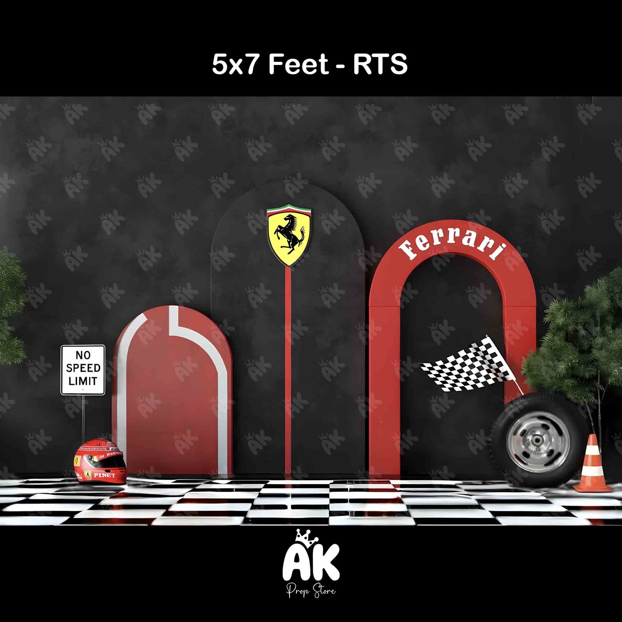 Fabric Backdrop “Ferrari Raceway” 5×7 ft – Car-Theme Baby & Toddler ...