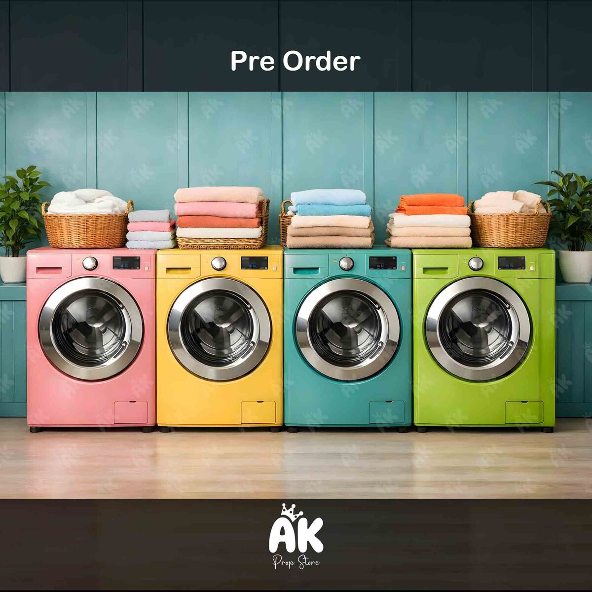 Color Wash Laundry Theme Backdrop | Colorful Washing Machine Setup ...