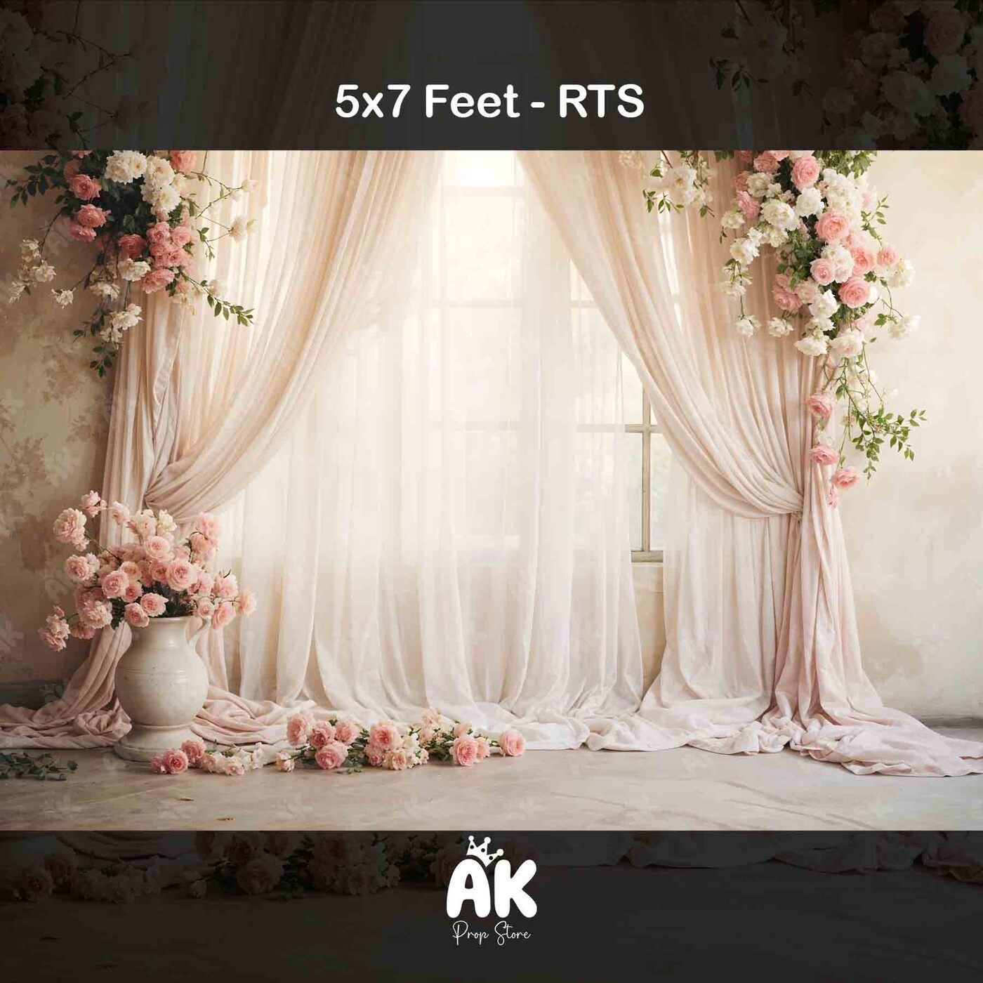 Pale Pink Indoor Backdrop 5×7 ft – Fabric Baby & Toddler Photography Prop